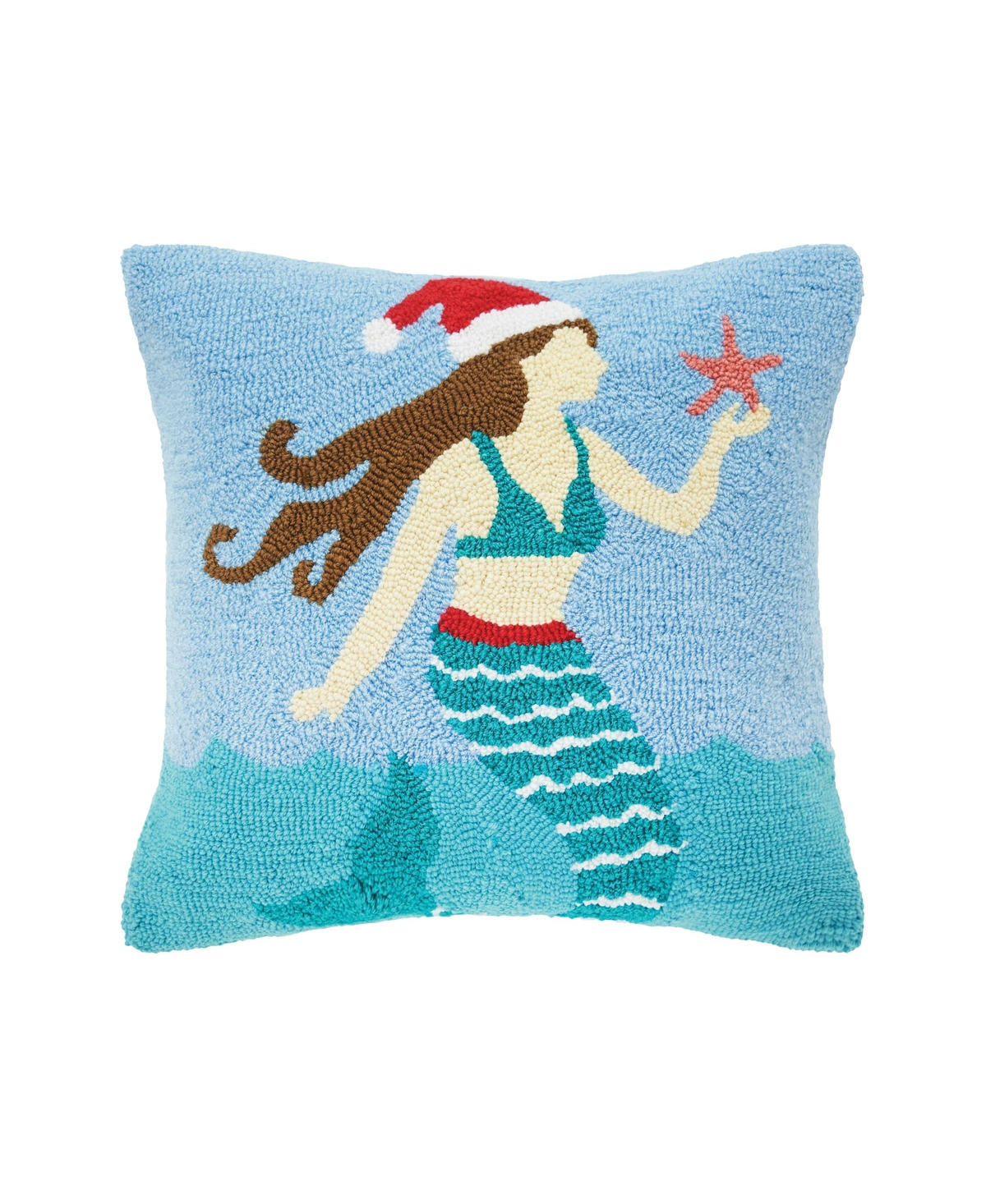 Click here for Santa Star Mermaid Hooked Christmas Throw Pillow... prices