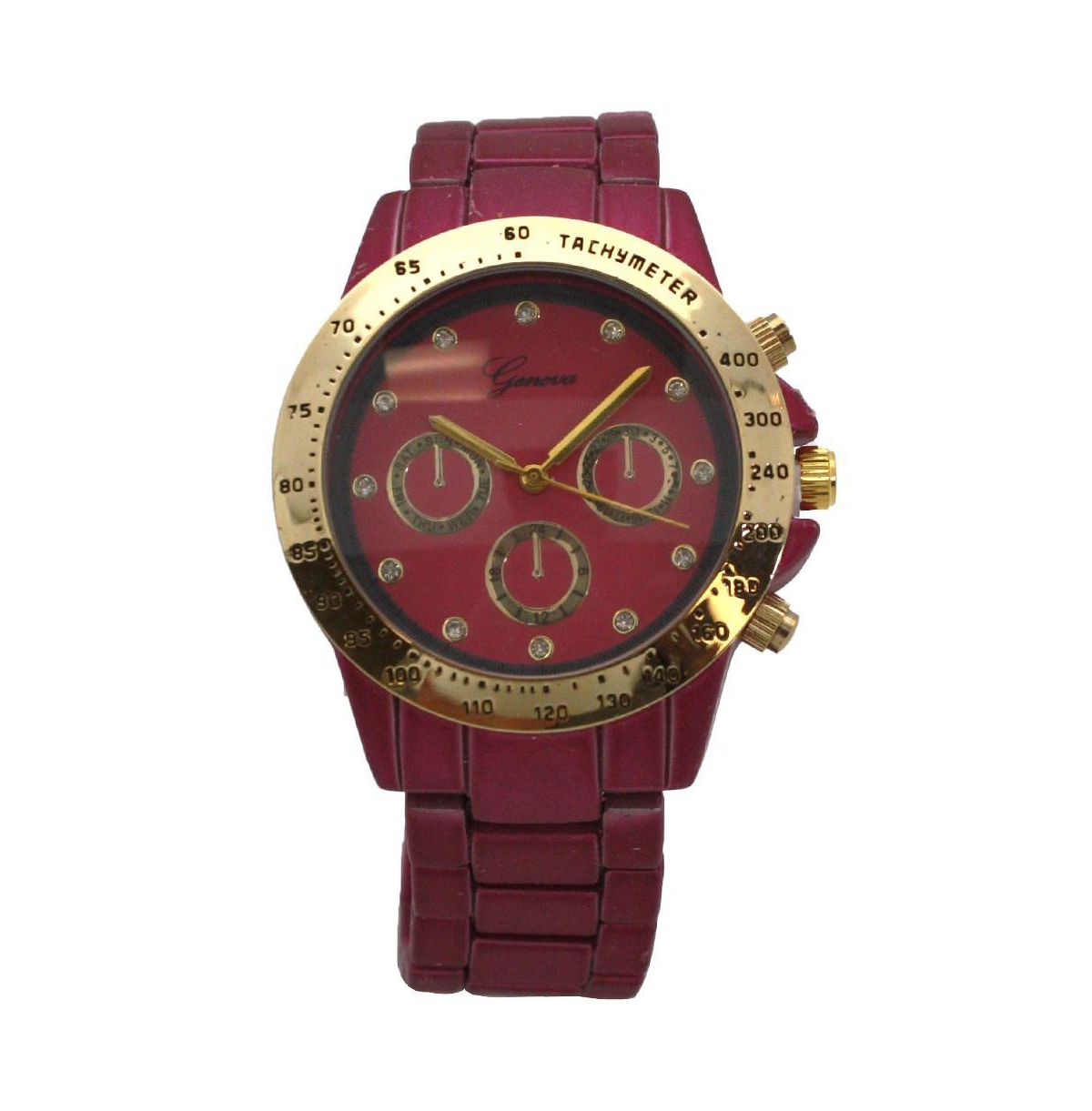 Click here for Fuchsia Solid Color Metal Three Dial Women Watch -... prices