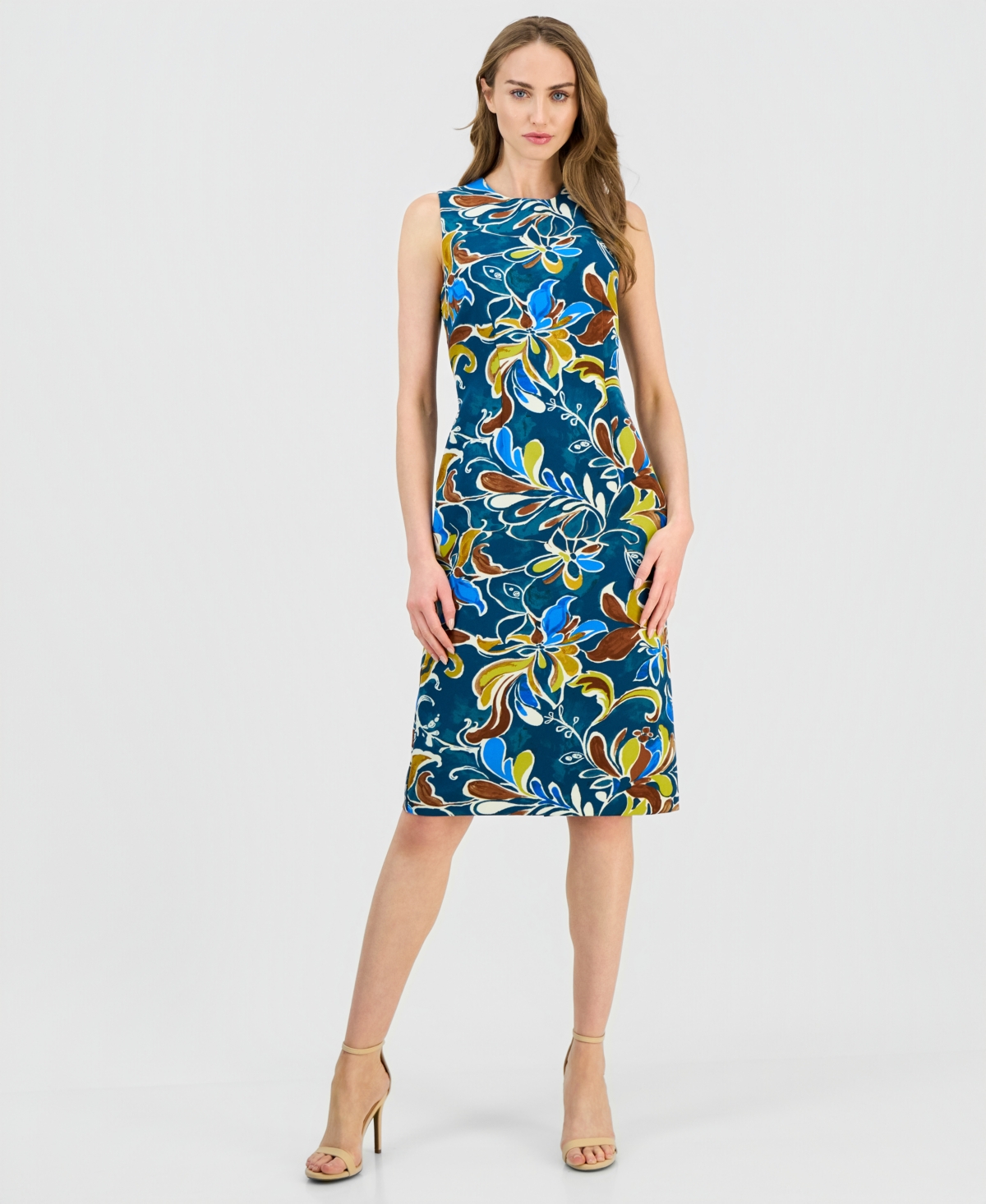 Click here for Anne Klein Womens Printed Sleeveless Sheath Dress... prices