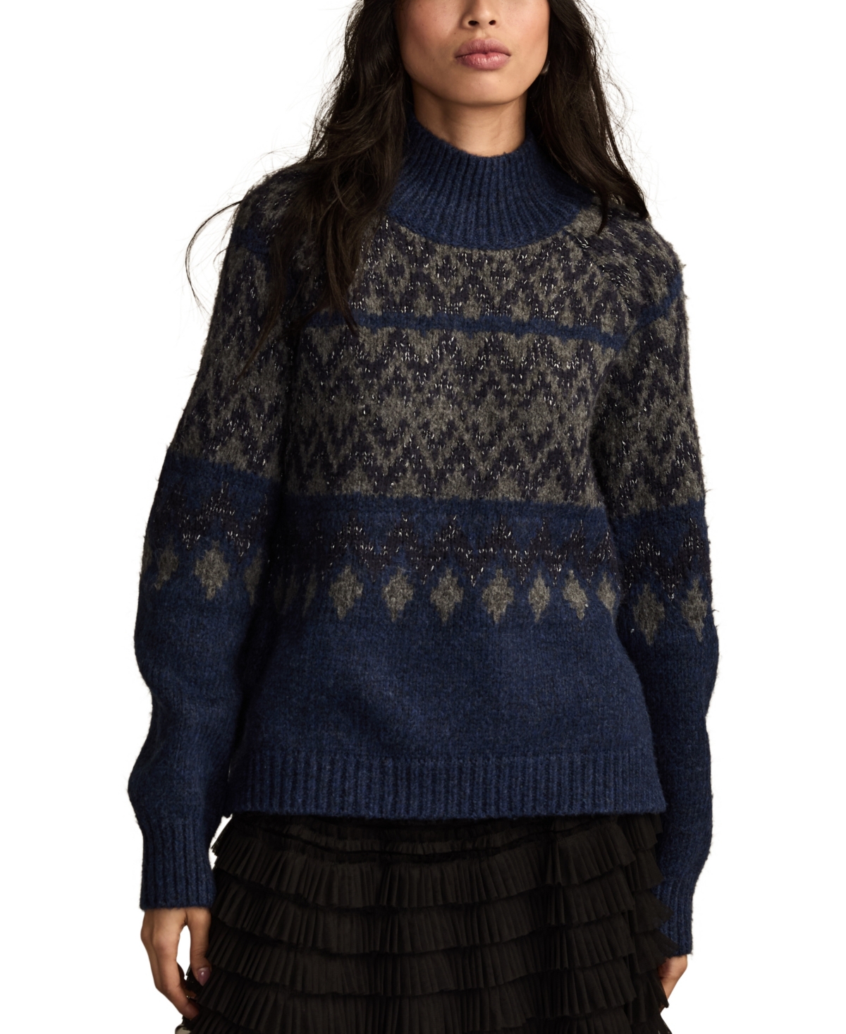 Click here for Lucky Brand Womens Fair Isle Mock-Neck Sweater - D... prices
