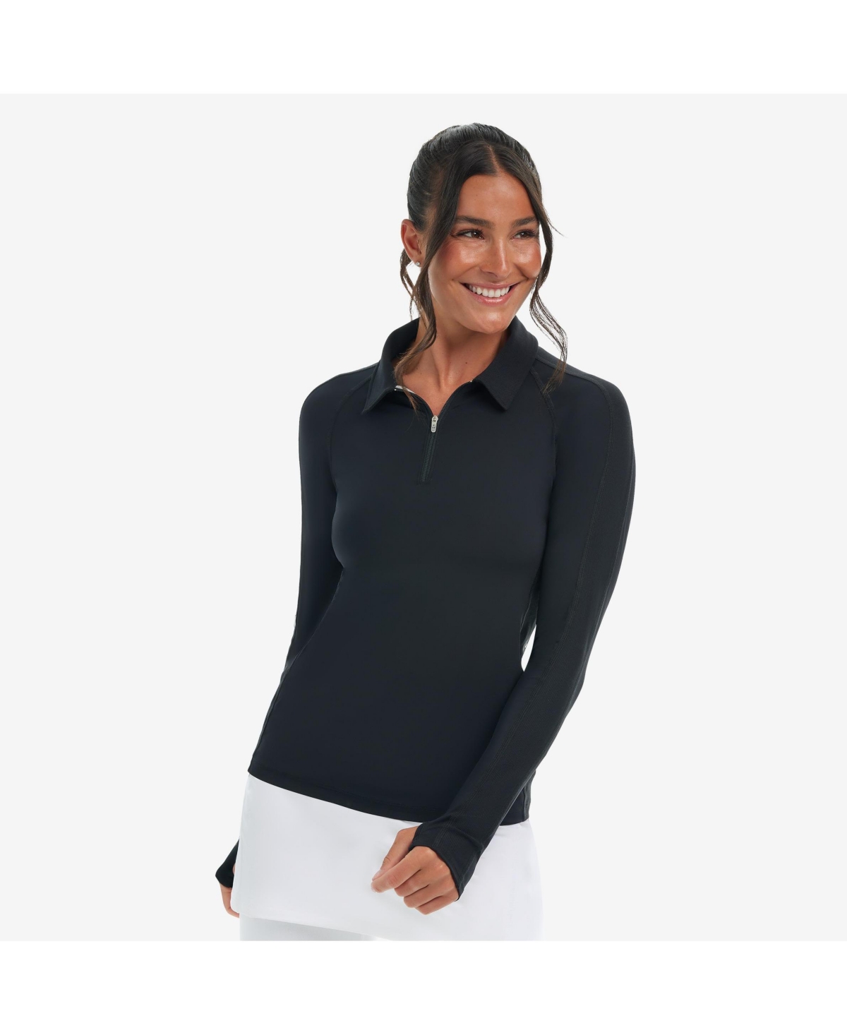 BloqUV Womens Upf 50+ Sun Protective Quarter Zip Polo - Black