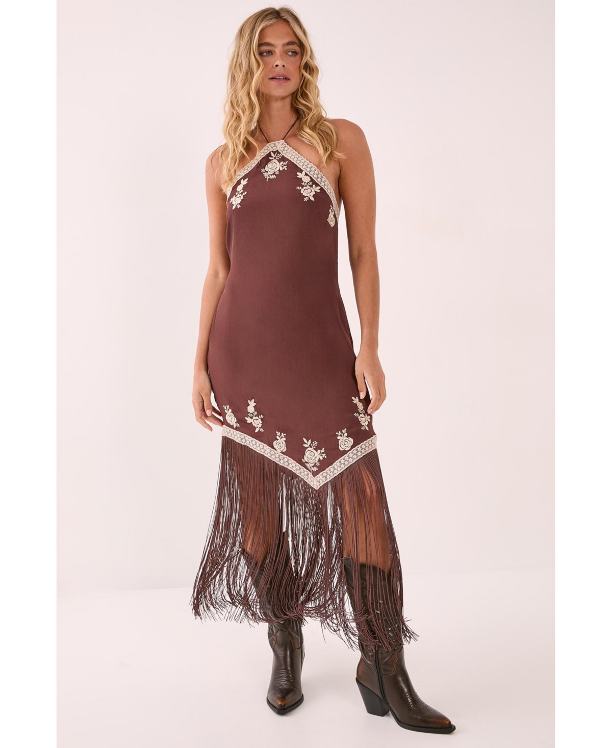 Click here for Nasty Gal Womens Halter Neck Tassel Mini Dress - C... prices