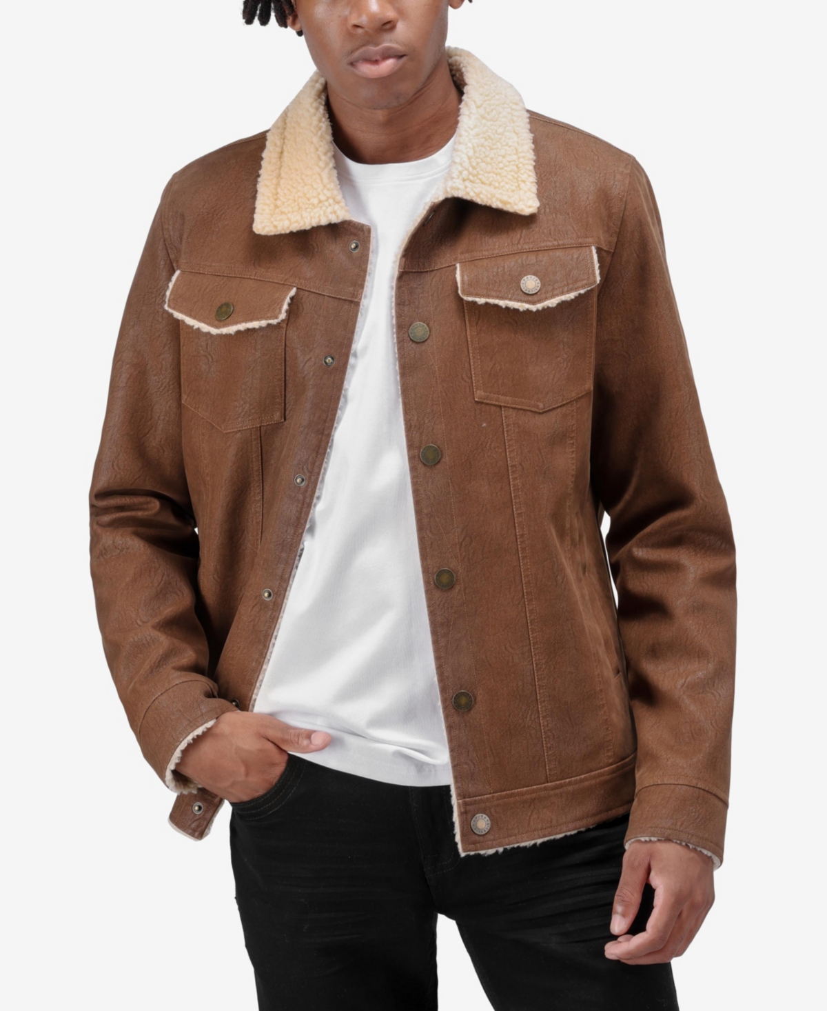 Click here for Xray Mens Jacket With Faux Shearling Lining - Brow... prices