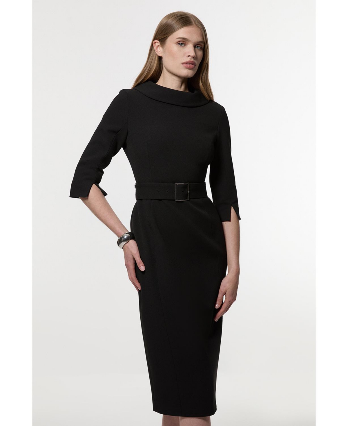 Click here for Karen Millen Womens Crepe Roll Neck Midi Dress - B... prices