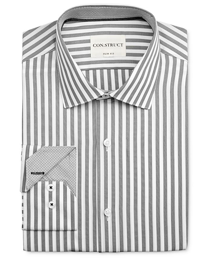 ConStruct Con.Struct Men's Slim-Fit Pewter Stripe Dress Shirt - Macy's