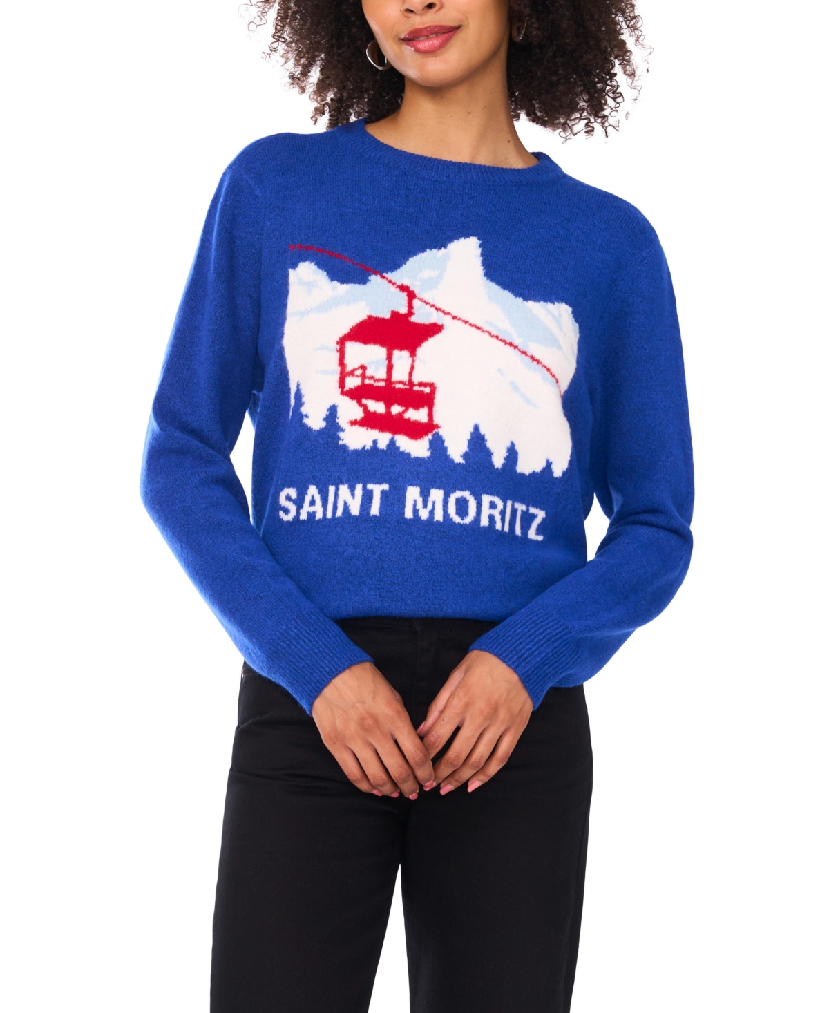Click here for Vince Camuto Womens Crewneck Sweater - Cobalt Sea prices