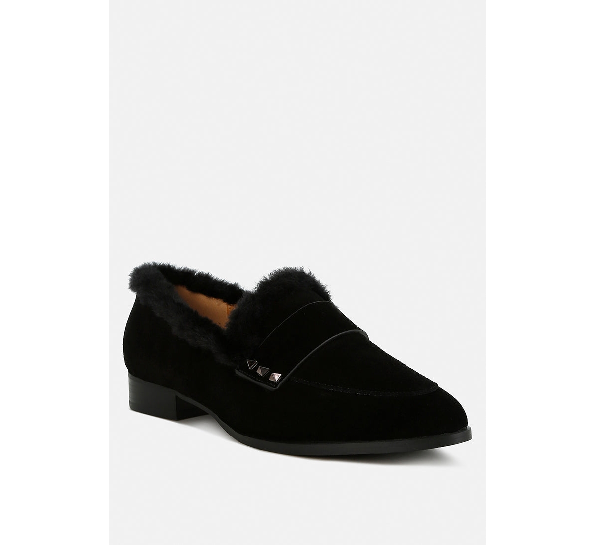 Click here for Allie Fur Trim Suede Loafers - Black prices