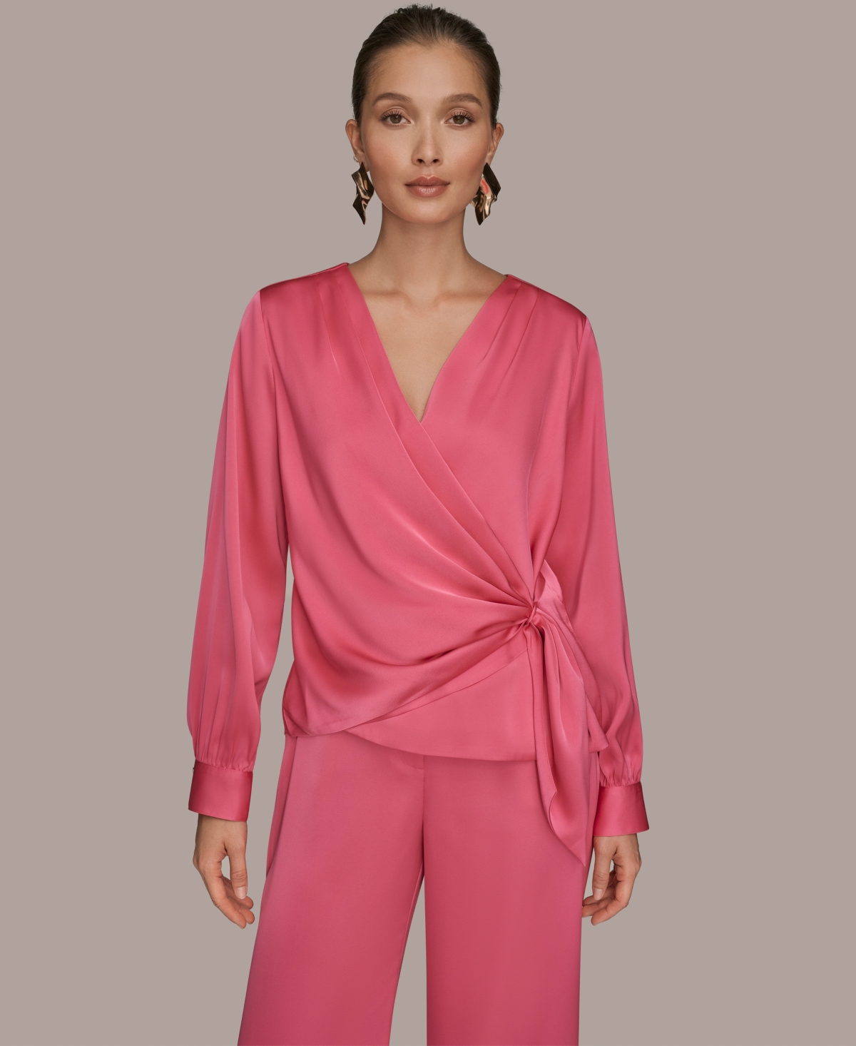 Click here for Donna Karan New York Womens Faux Wrap Long Sleeve... prices