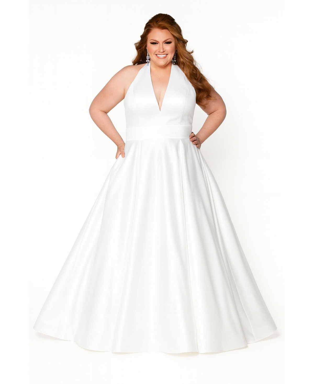 Click here for Sydneys Closet Womens Halter Satin Wedding Dress -... prices