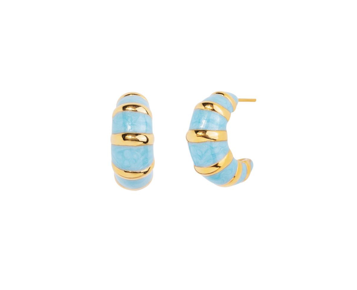 Click here for Croissant Blue Enamel Hoops - Blue prices