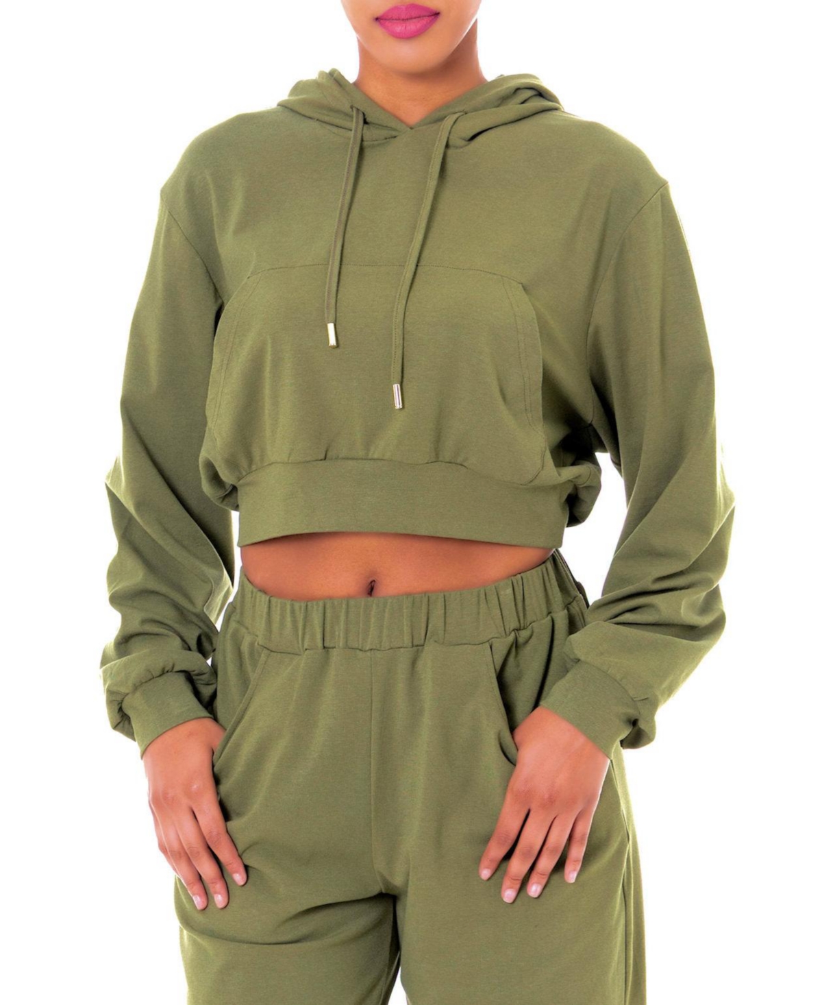 Click here for Dai Moda Womens Toni Oversized Crop Hoodie - Army... prices