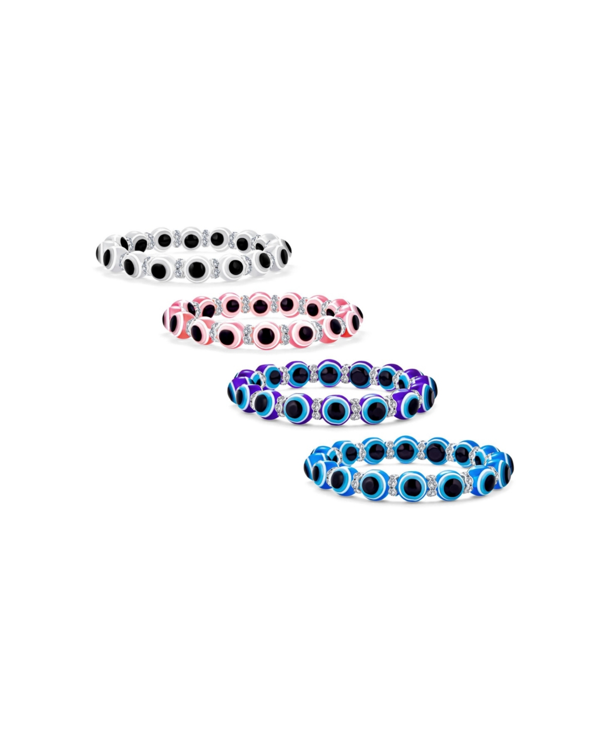 Click here for Bling Jewelry Set of 4 Blue Pink White Glass Bead... prices