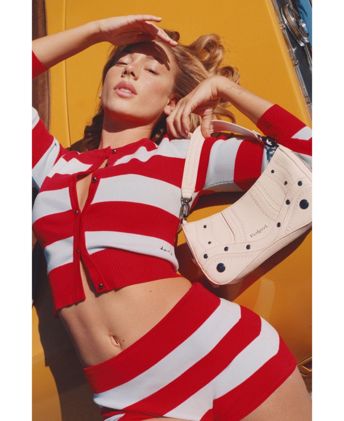 Click here for Desigual Womens Ribbed striped cardigan - Red prices