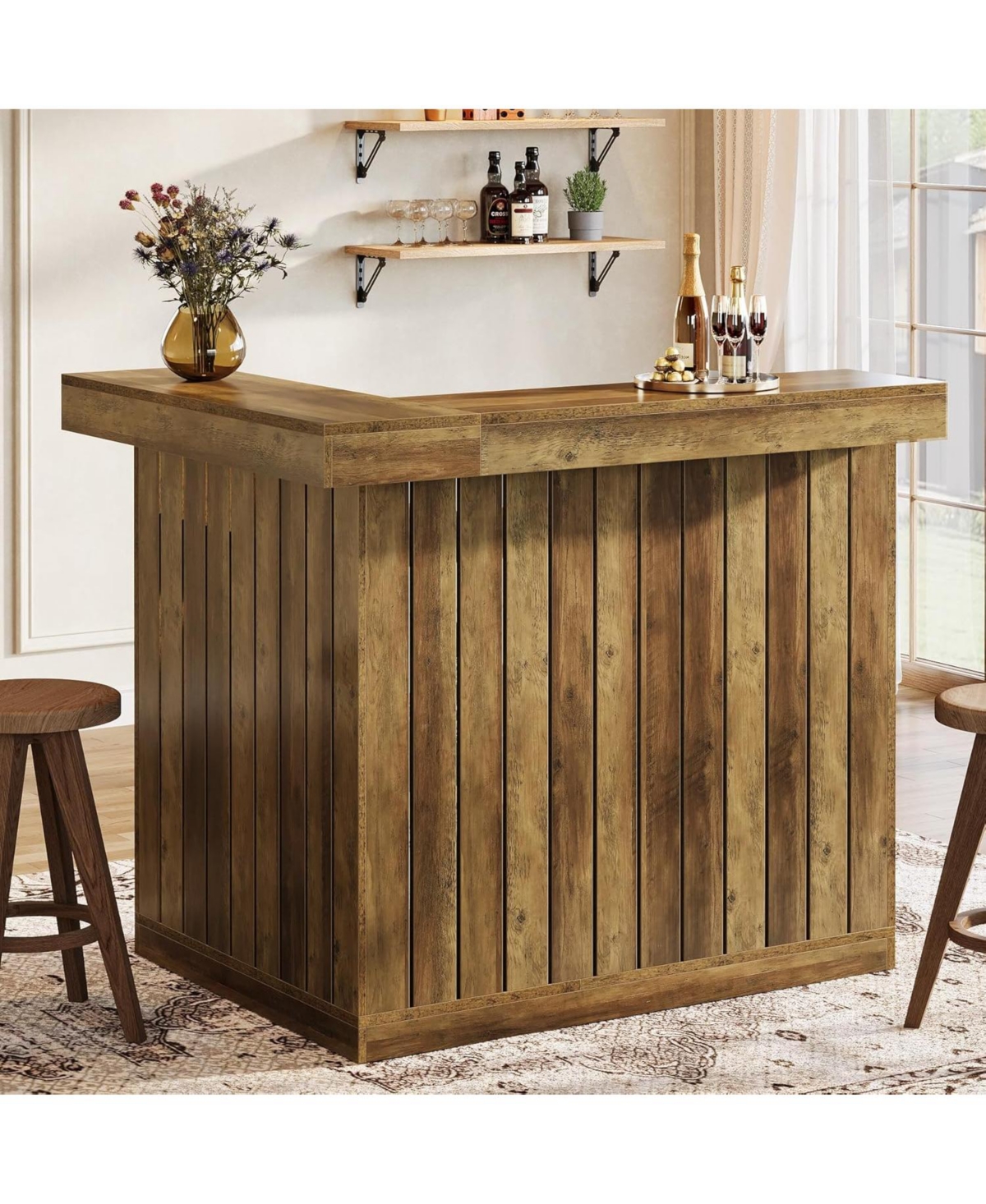 Click here for Tribesigns L-Shaped Kitchen Island  Home Bar Unit... prices