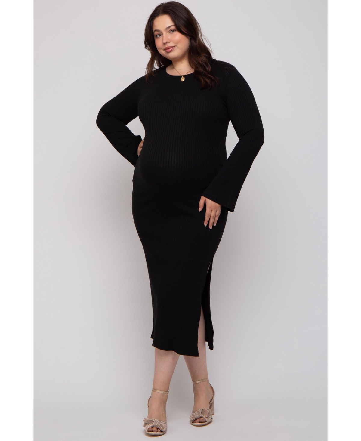 Click here for Pinkblush Plus Size Forest Green Ribbed Side Slit... prices