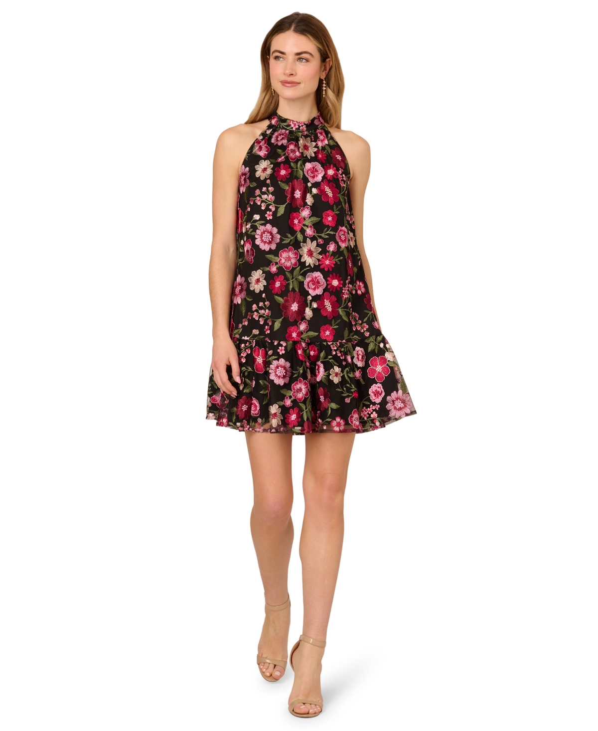 Click here for Adrianna Papell Womens Halter Neck Embroidered Sho... prices