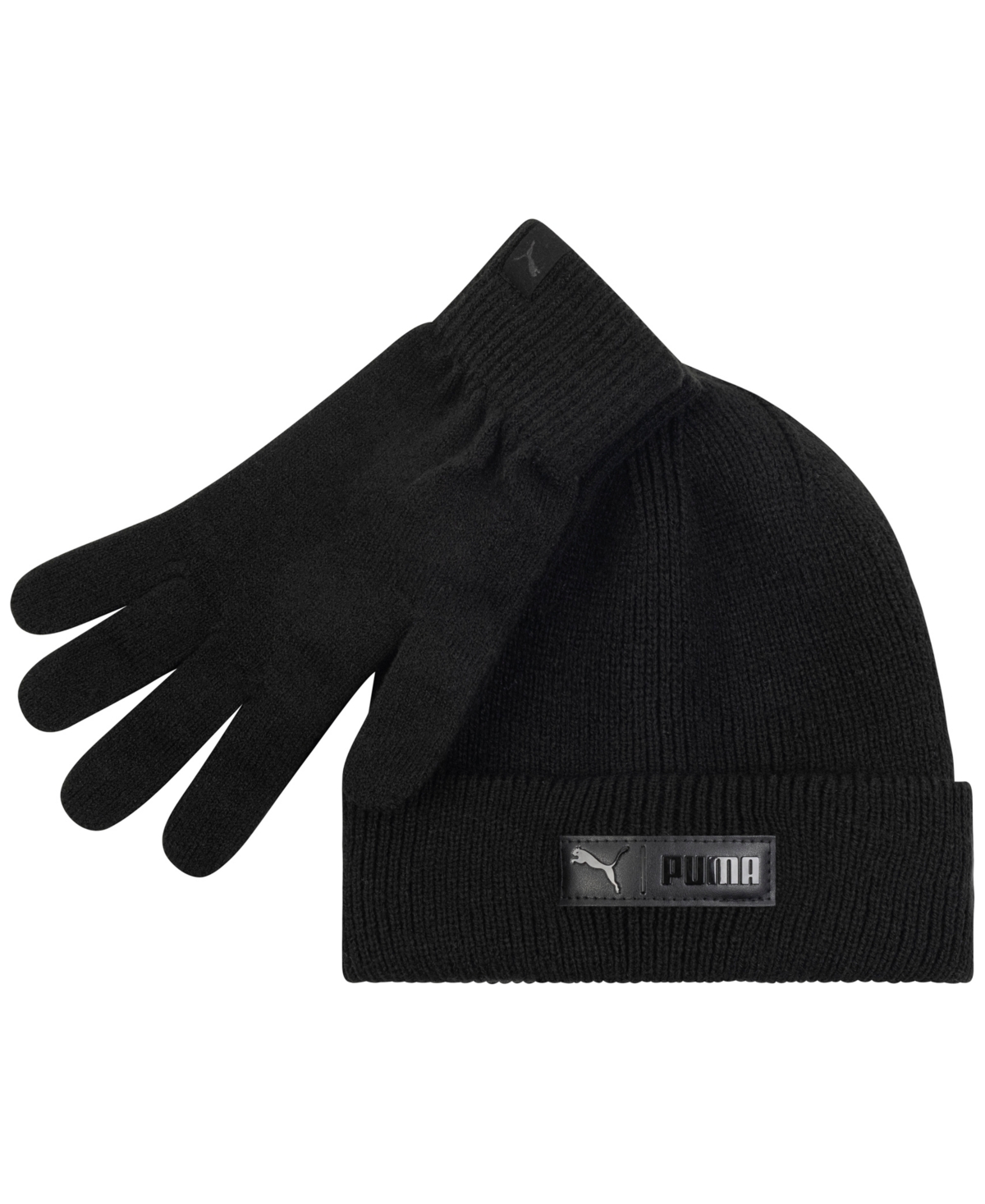 Click here for Puma Mens 2-Piece Cuff Beanie and Gloves Set - Bla... prices