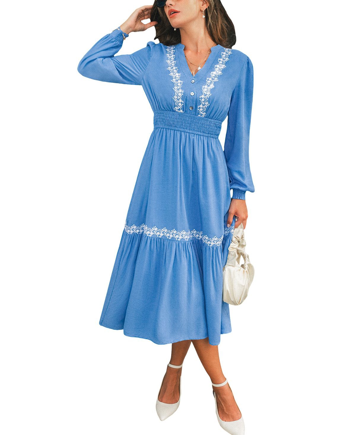 Click here for Cupshe Womens Out of Town Blue Midi Beach Dress -... prices