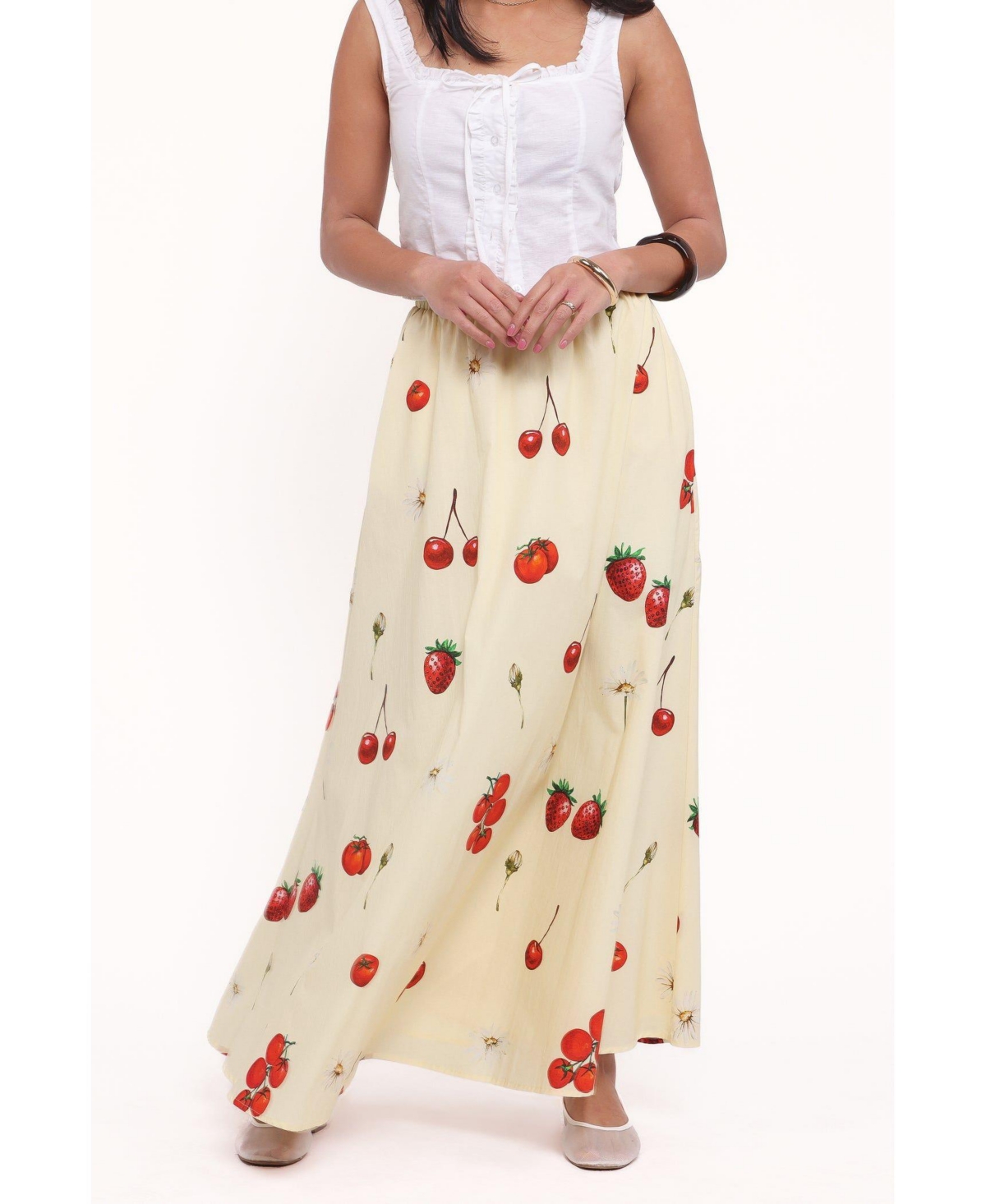 Click here for Petal and Pup Womens Remira Midi Skirt - Yellow ch... prices