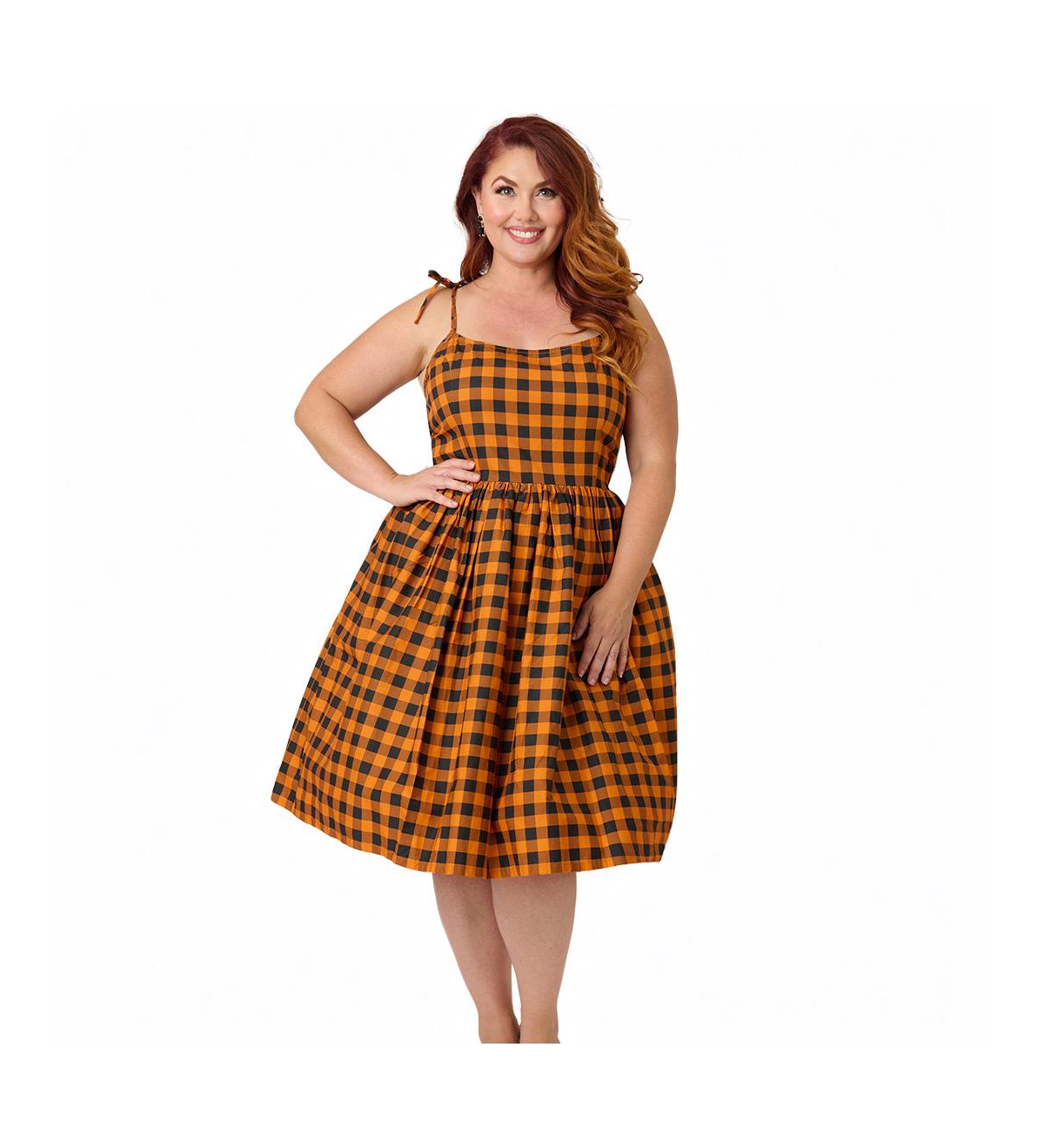 Unique Vintage Plus Size Bobbie Swing Dress - Orange