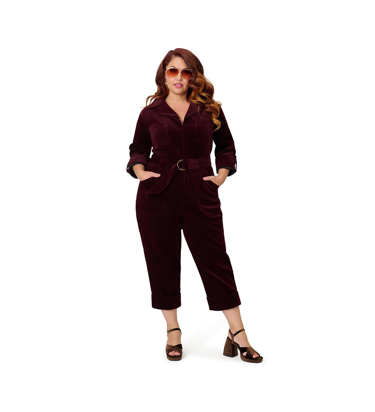 Click here for Unique Vintage Plus Size Trixie Jumpsuit - Burgund... prices