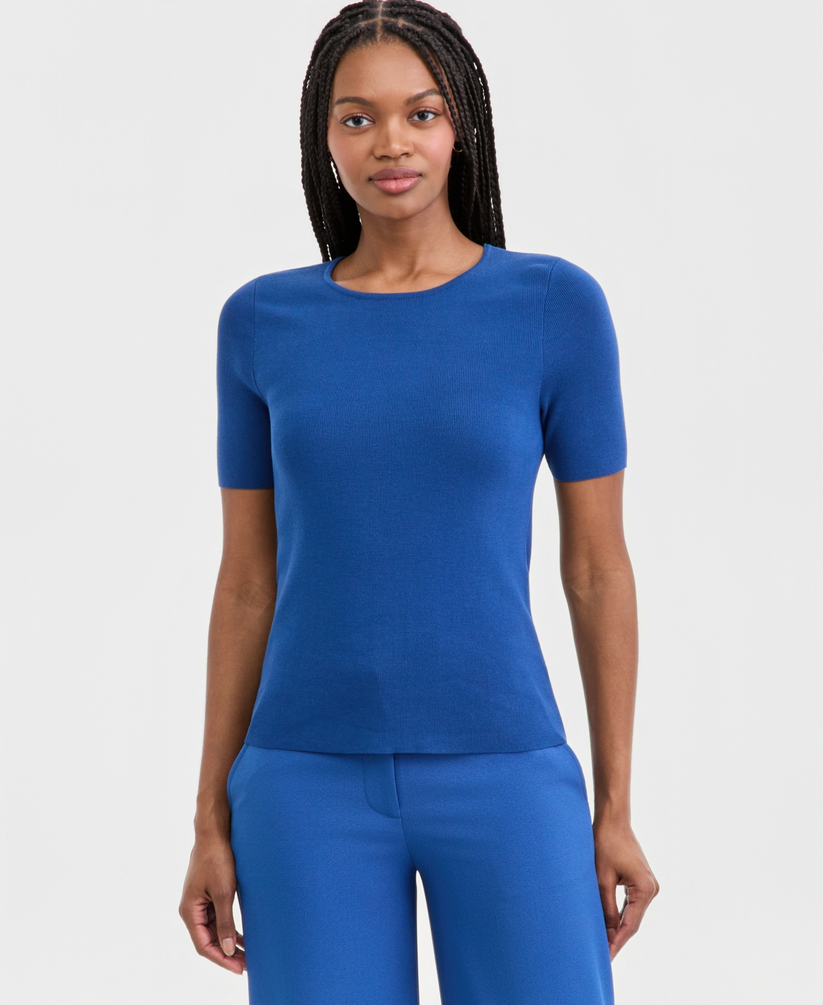 Click here for Tahari Asl Womens Fine-Rib Crewneck Sweater T-Shir... prices