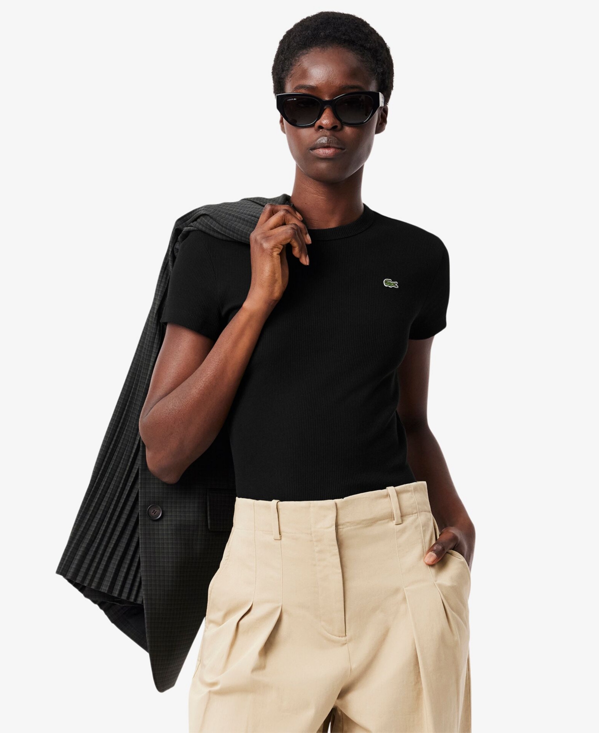 Click here for Lacoste Usa Womens Cotton Slim-Fit Crewneck Tee -... prices