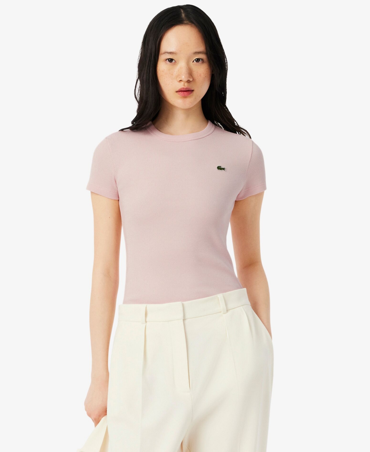 Click here for Lacoste Usa Womens Cotton Slim-Fit Crewneck Tee -... prices
