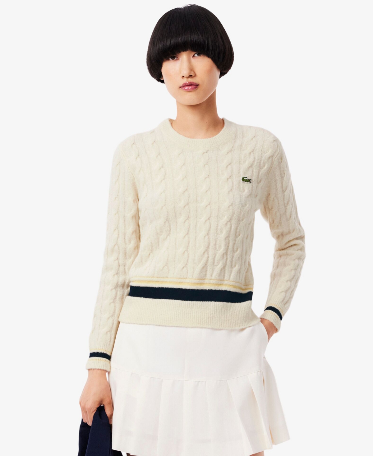 Click here for Lacoste Usa Womens Crewneck Tennis Sweater - Natur... prices