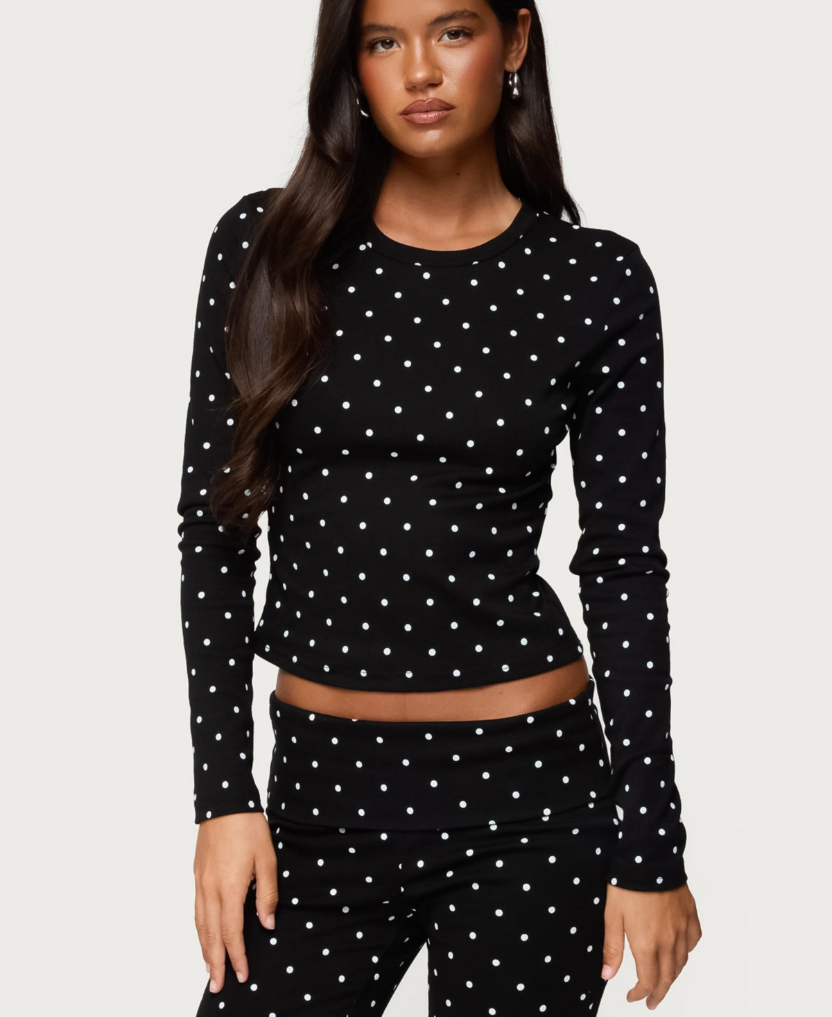 Click here for Edikted Womens Daliya Polka Dot Long Sleeve Top -... prices