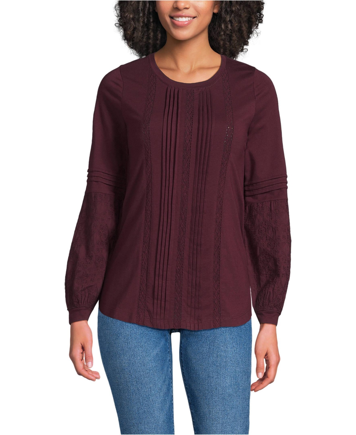 Click here for Lands End Womens Lightweight Jersey Lace Mix Long... prices