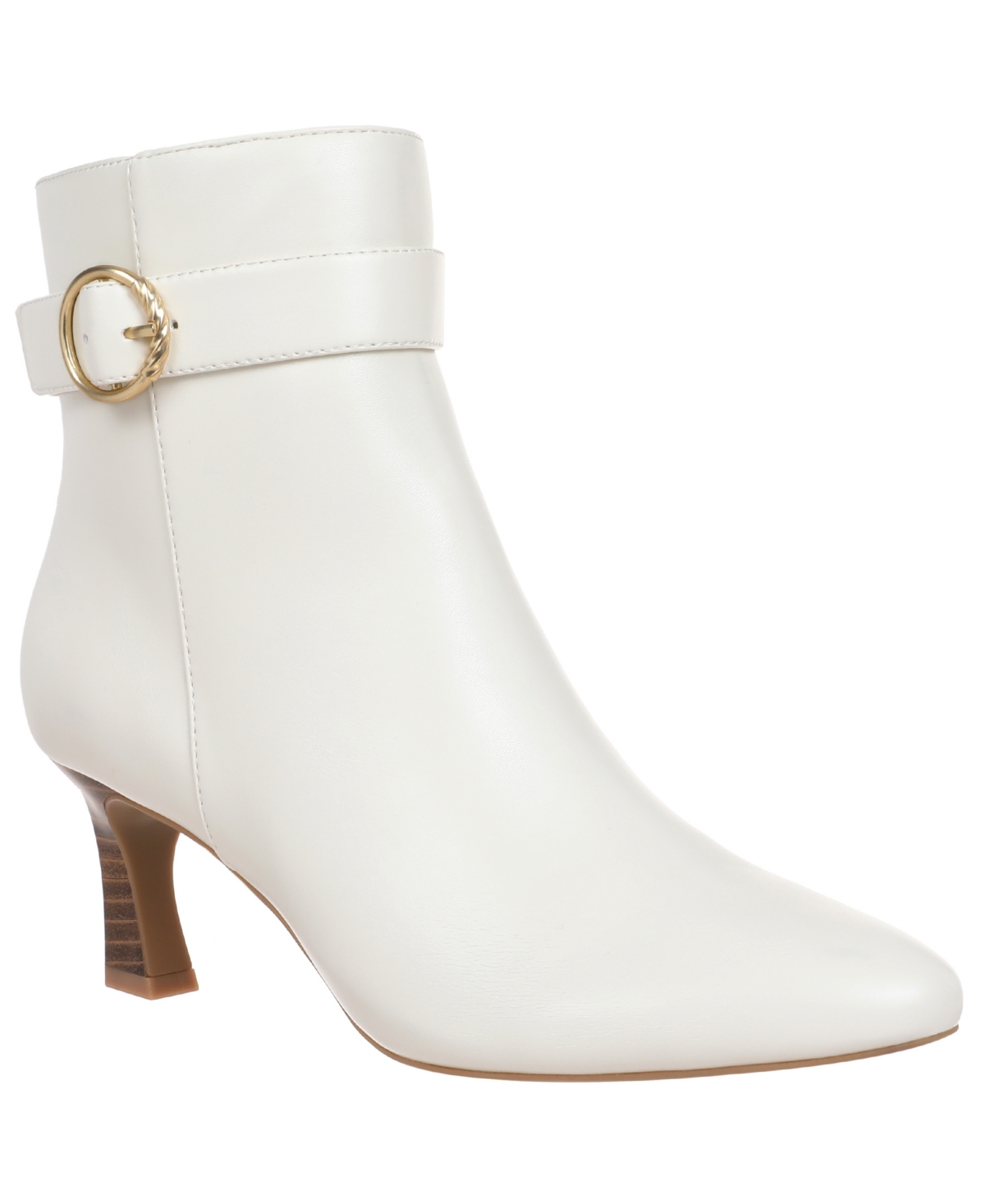 Click here for Macys Womens Belt Almond Toe Booties - White Linen prices