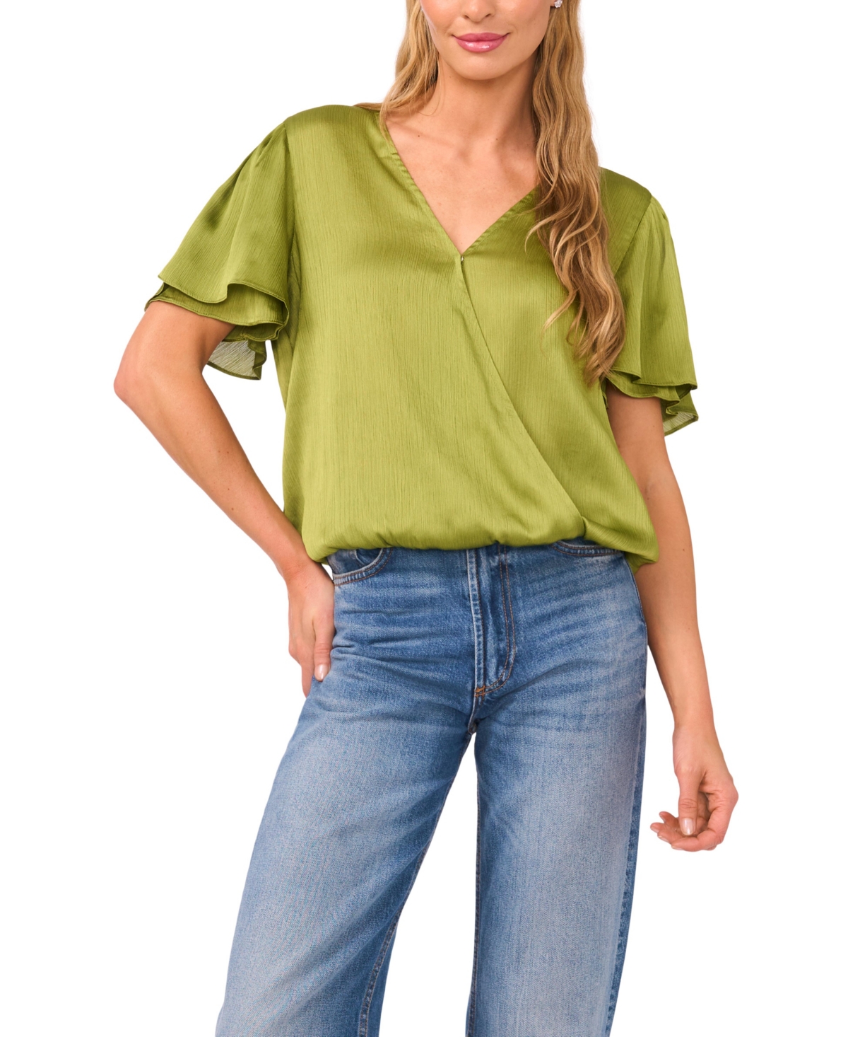 Click here for Vince Camuto Womens Tulip Sleeve Wrap Top - Baltic... prices