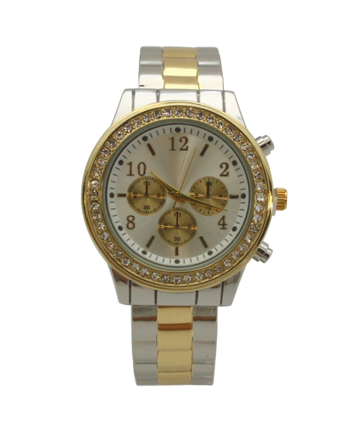 Click here for Two Tone Rhinestone Bezel Chronograph Bangle Watch... prices