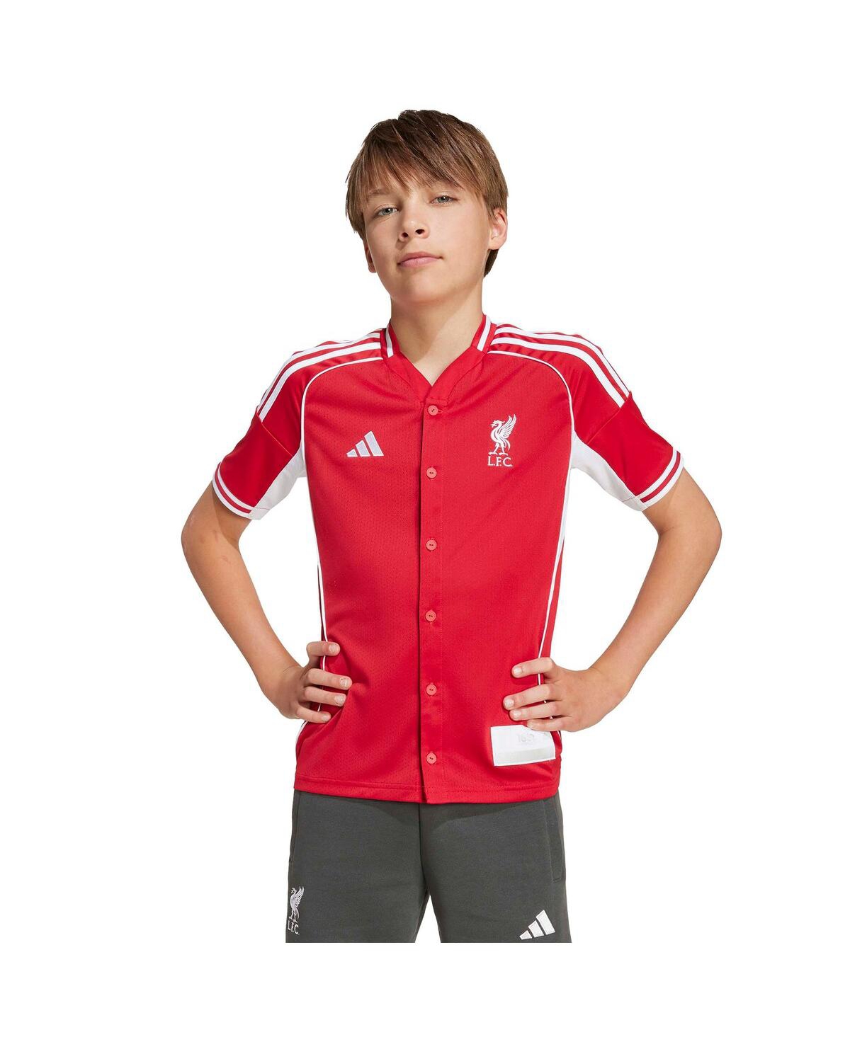 Click here for Adidas Big Boys and Girls Red Liverpool Full-Butto... prices