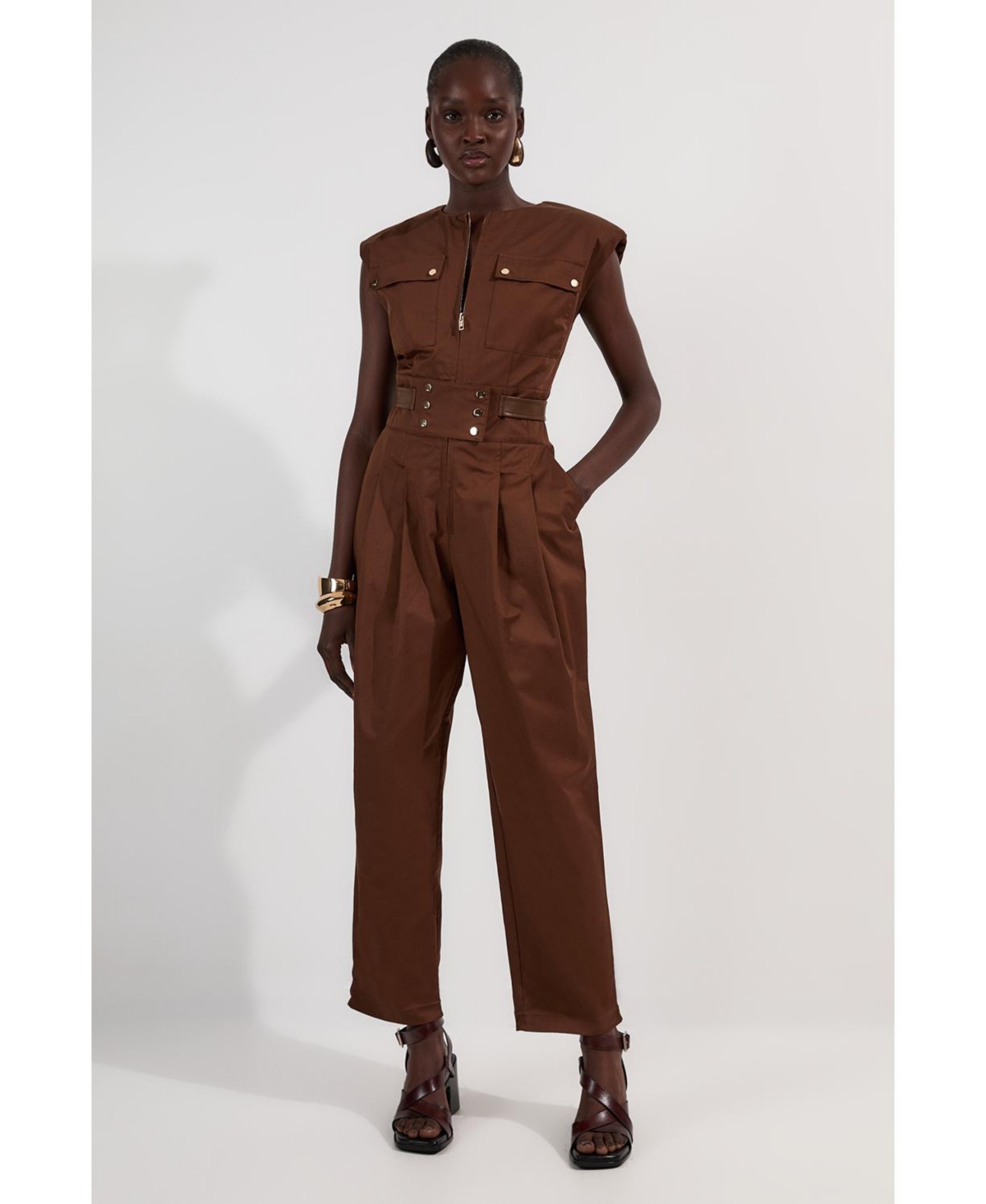 Click here for Karen Millen Womens Cotton & Faux Leather Utility... prices