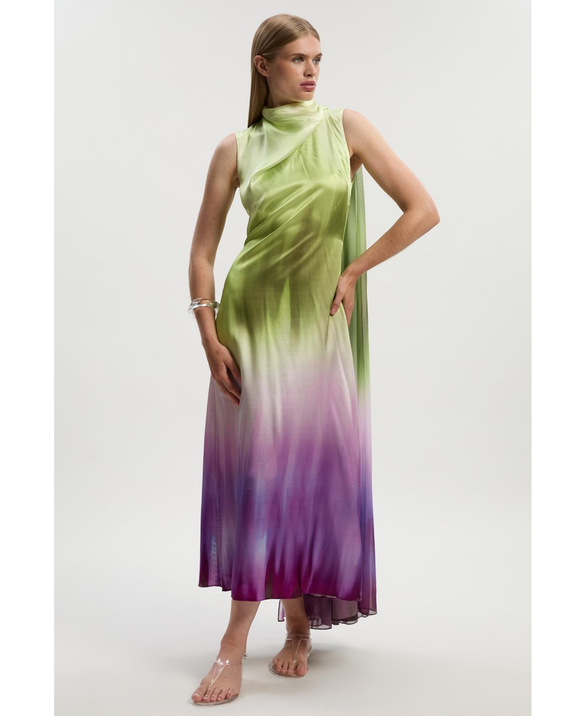 Click here for Karen Millen Womens Ombre Satin Cape Midi Dress -... prices