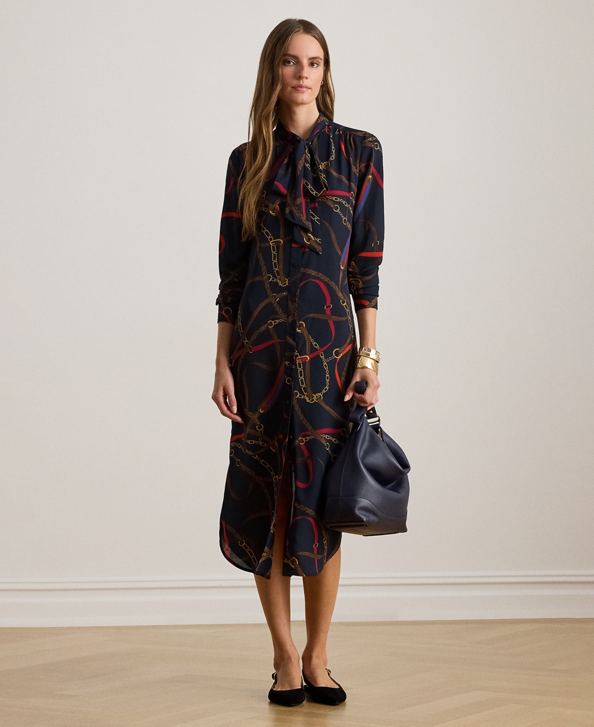 Click here for Lauren Ralph Lauren Petite Print Georgette Tie-Nec... prices