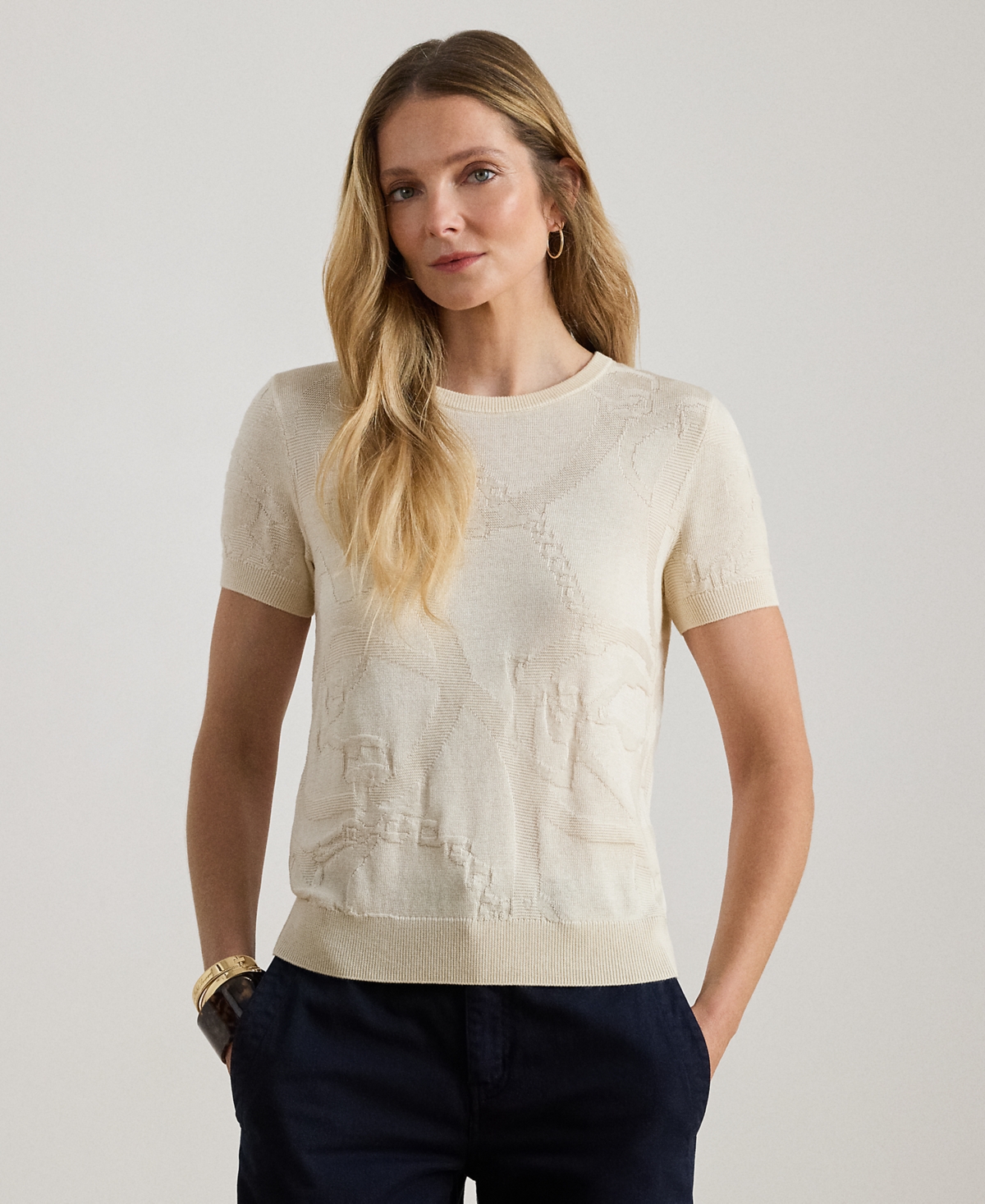 Click here for Lauren Ralph Lauren Petite Textured Belting-Motif... prices