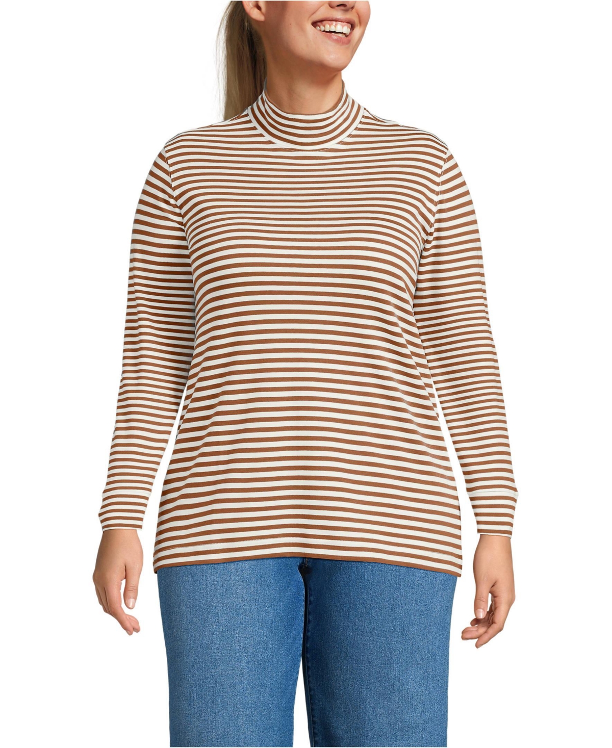 Click here for Lands End Plus Size Relaxed Cotton Long Sleeve Moc... prices