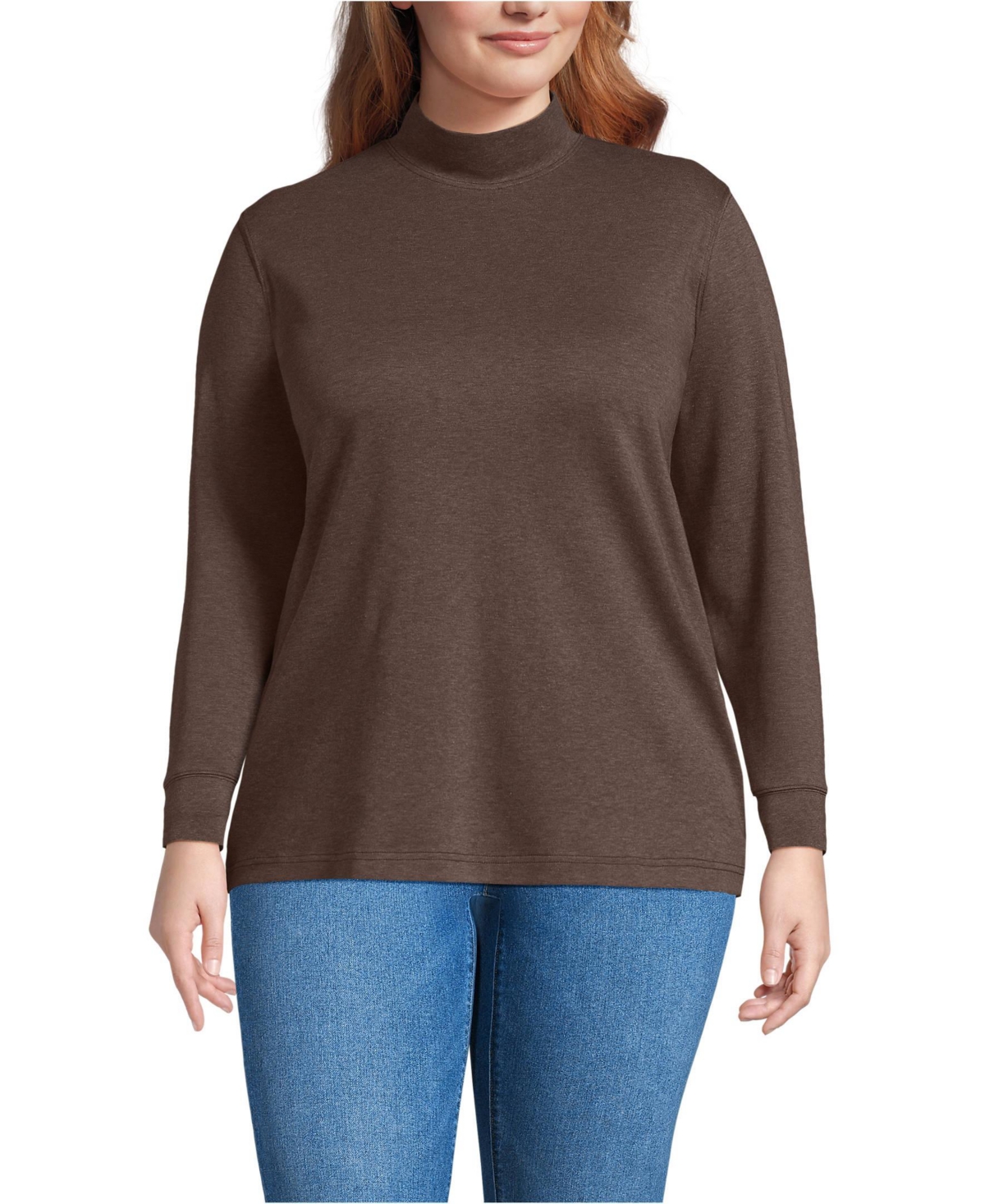 Click here for Lands End Plus Size Relaxed Cotton Long Sleeve Moc... prices