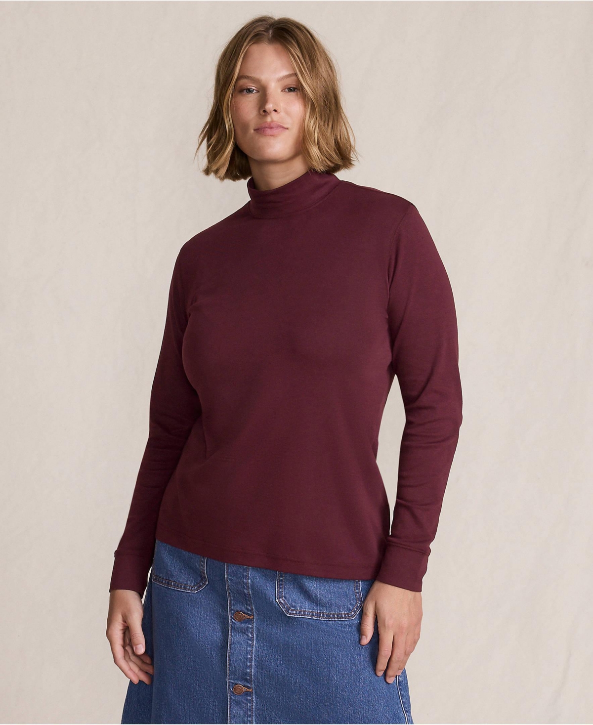 Click here for Lands End Plus Size Relaxed Cotton Long Sleeve Moc... prices