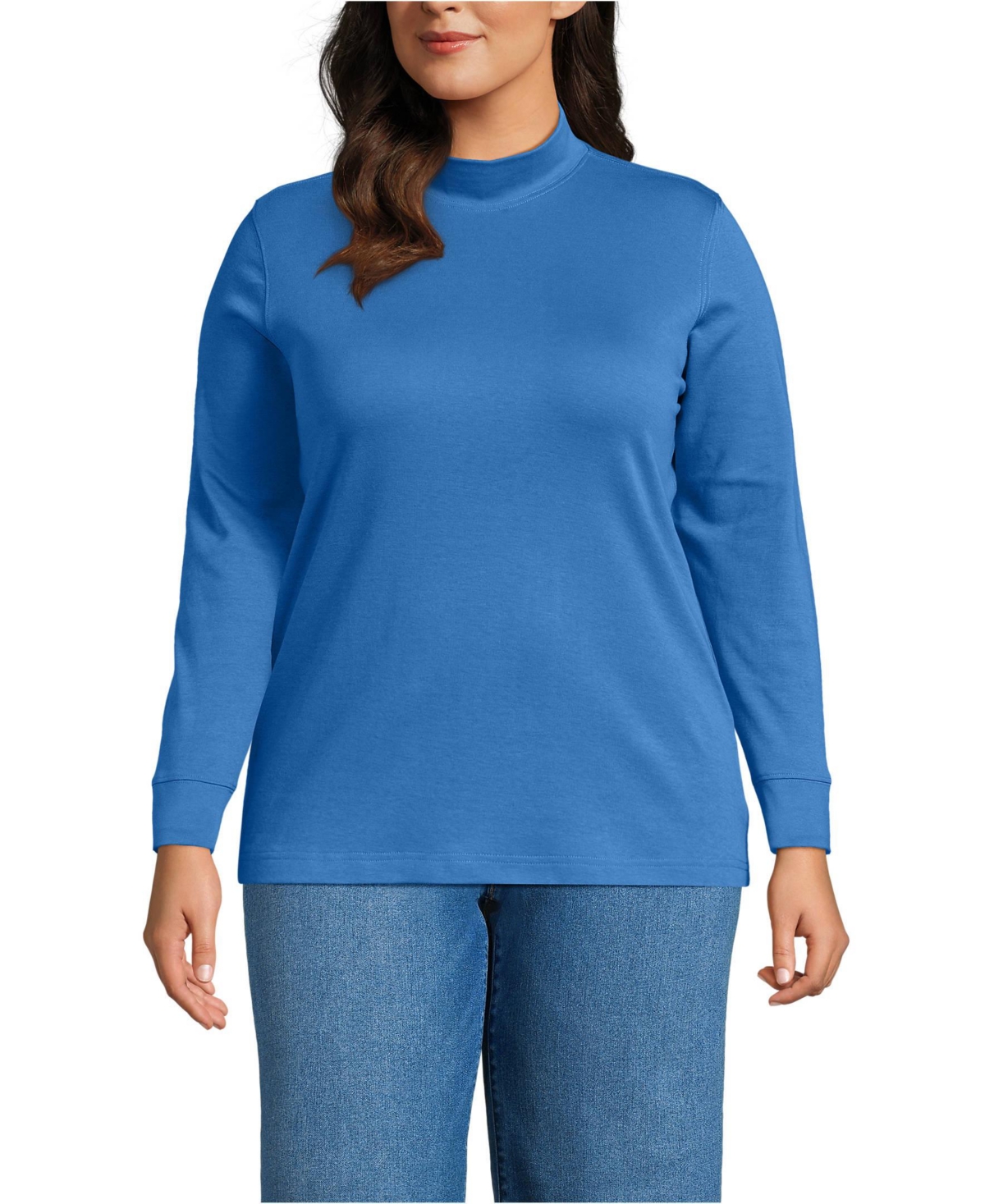 Click here for Lands End Plus Size Relaxed Cotton Long Sleeve Moc... prices