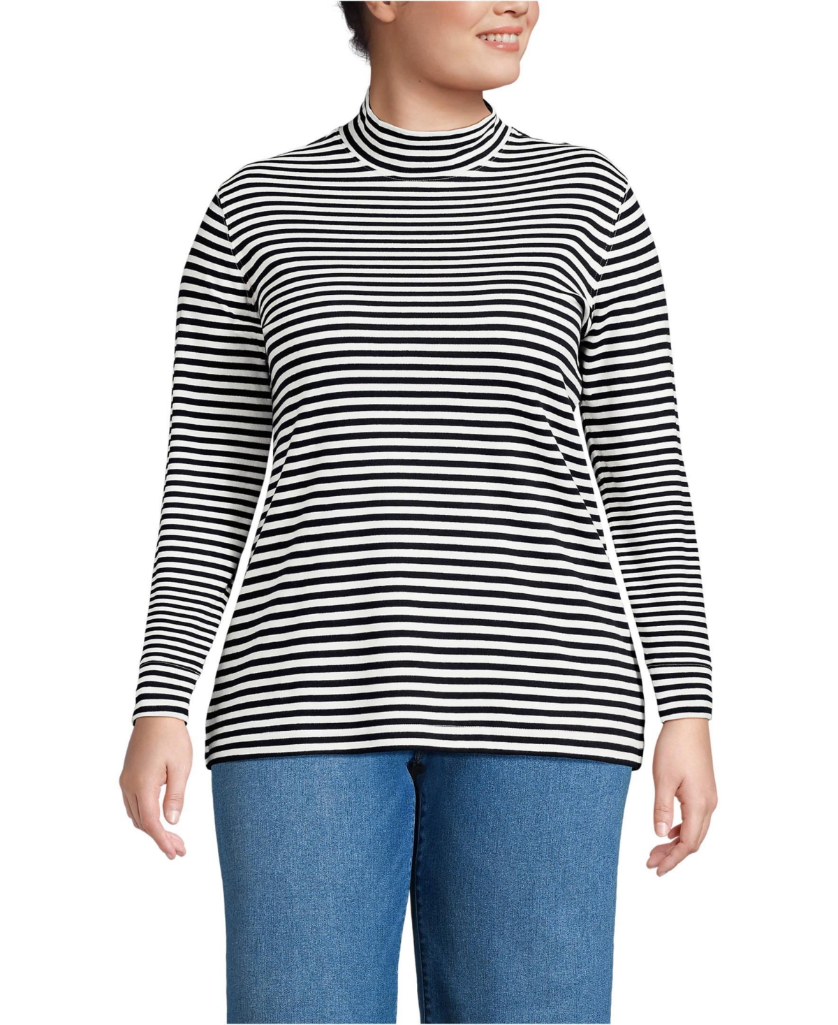 Click here for Lands End Plus Size Relaxed Cotton Long Sleeve Moc... prices