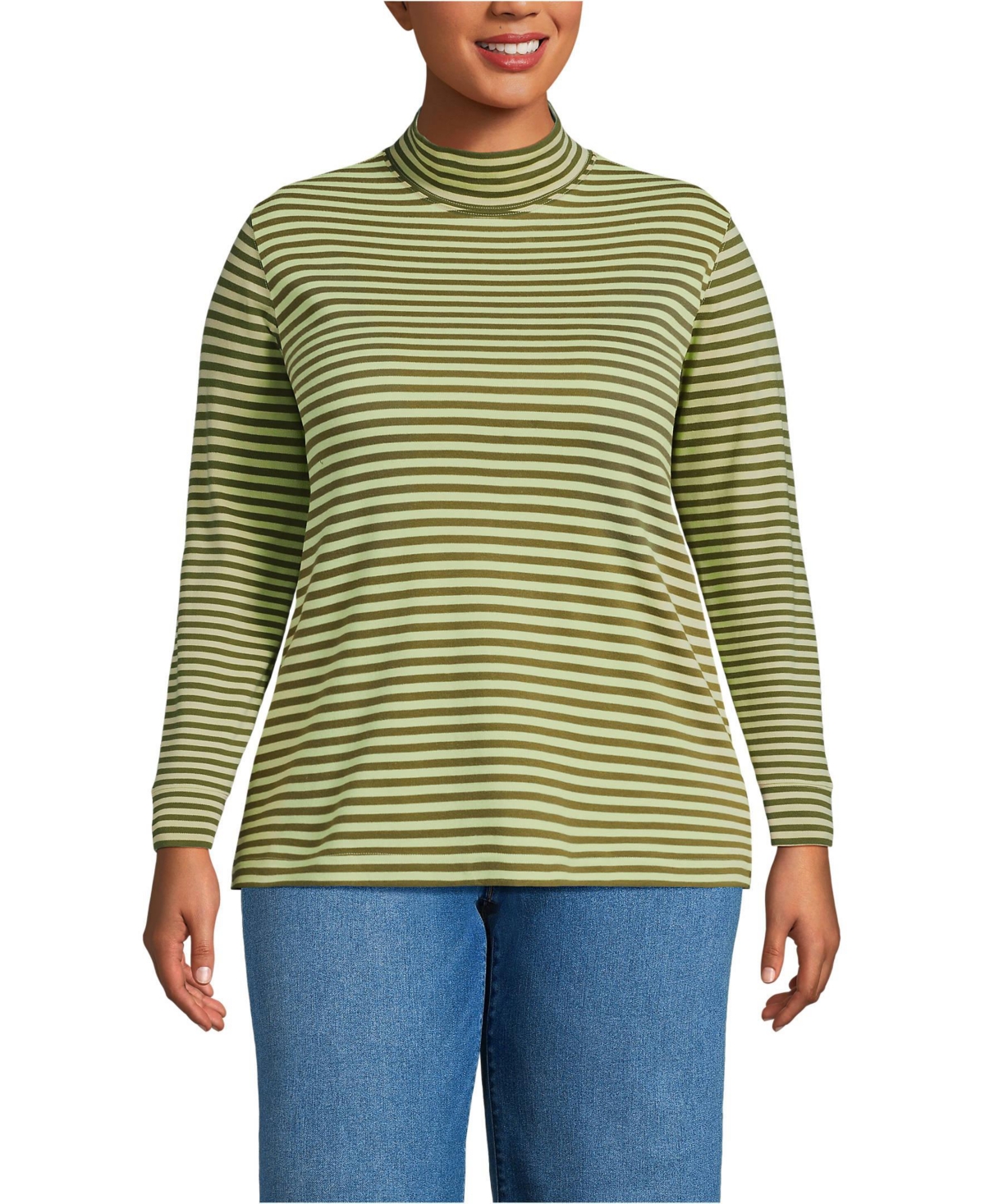 Click here for Lands End Plus Size Relaxed Cotton Long Sleeve Moc... prices