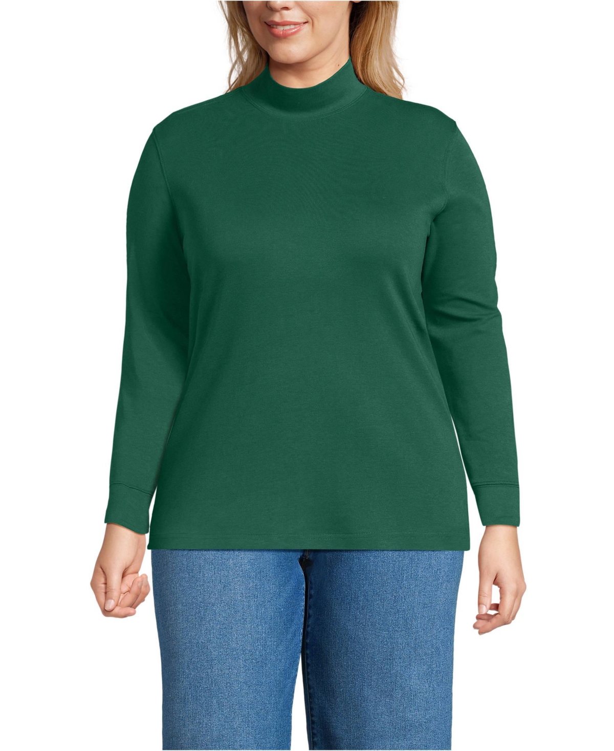 Click here for Lands End Plus Size Relaxed Cotton Long Sleeve Moc... prices