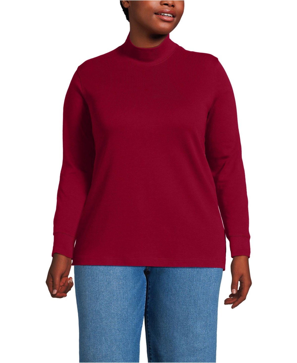 Click here for Lands End Plus Size Relaxed Cotton Long Sleeve Moc... prices