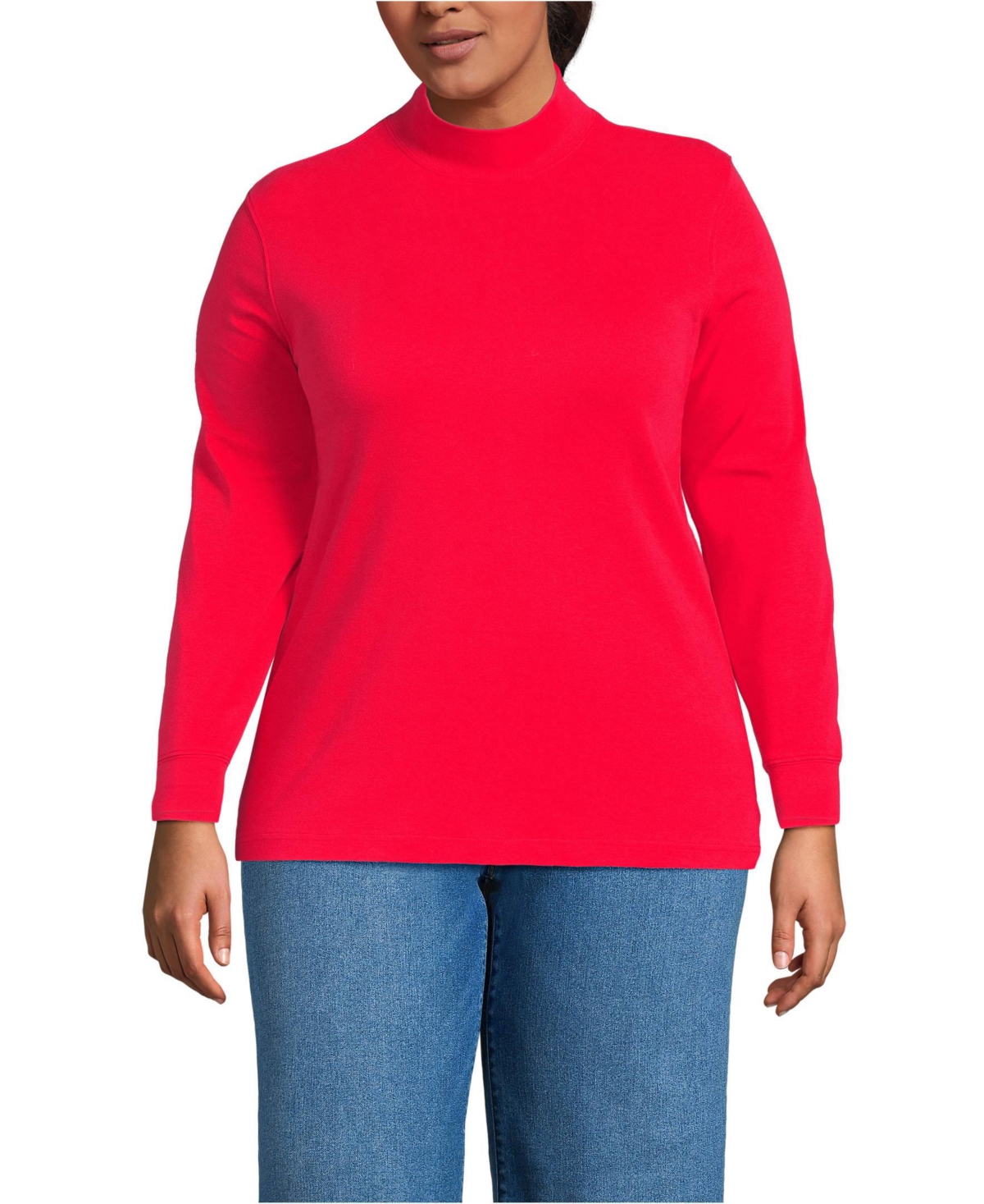 Click here for Lands End Plus Size Relaxed Cotton Long Sleeve Moc... prices
