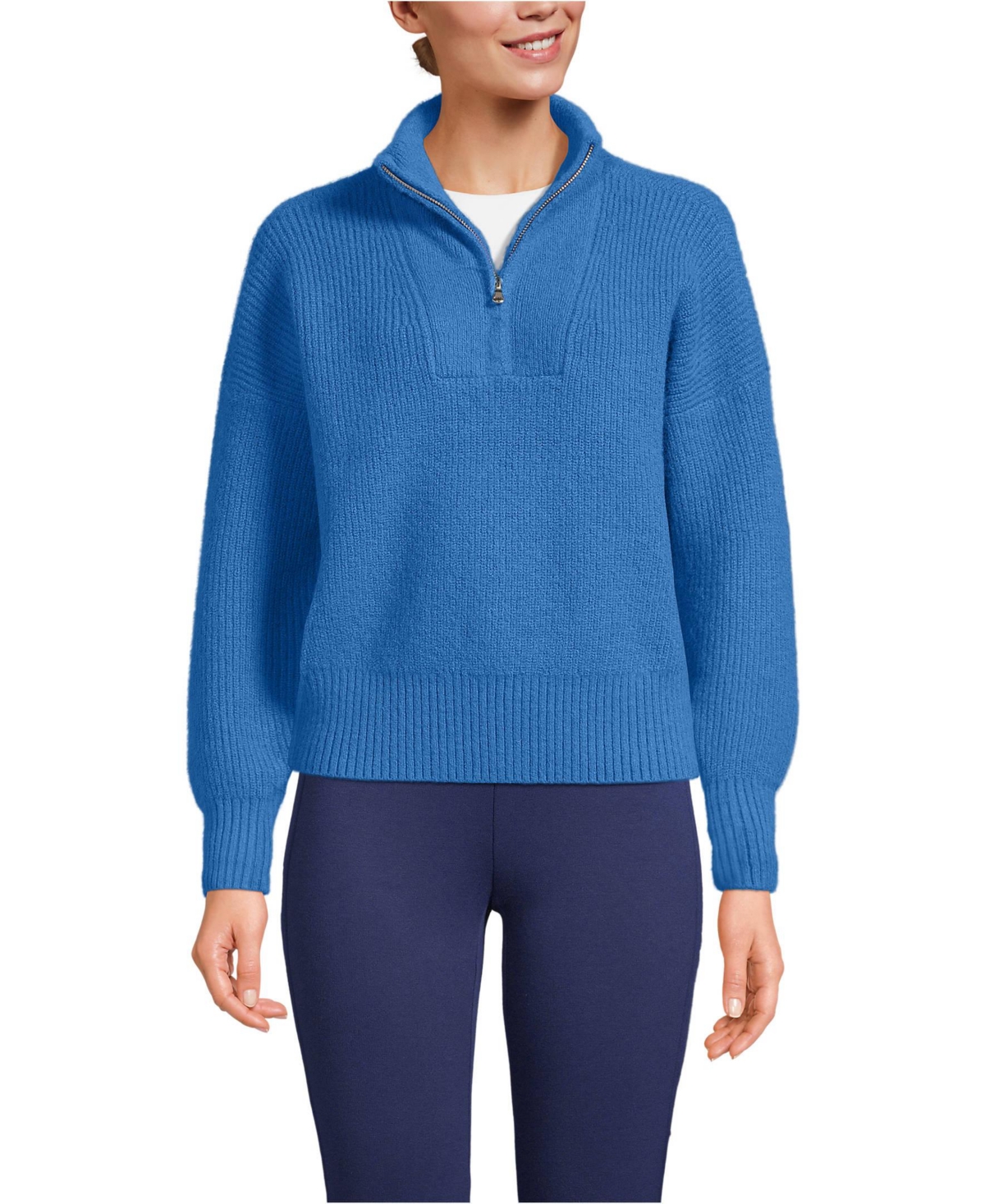 Click here for Lands End Womens Fuzzy Wedged Quarter Zip Sweater... prices