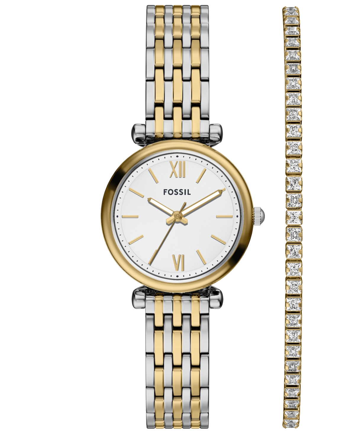 Click here for Fossil Womens Carlie Three-Hand Two-Tone Stainless... prices